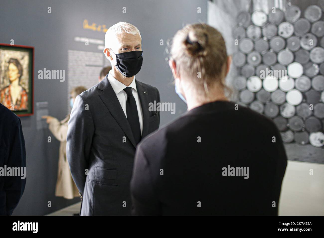 Franck Riester Minister of Culture during his visit to the exhibition ...