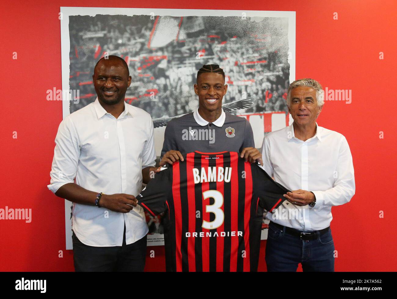 Nice manager Patrick Vieira (left) and chairman Jean Pierre Rivere ...