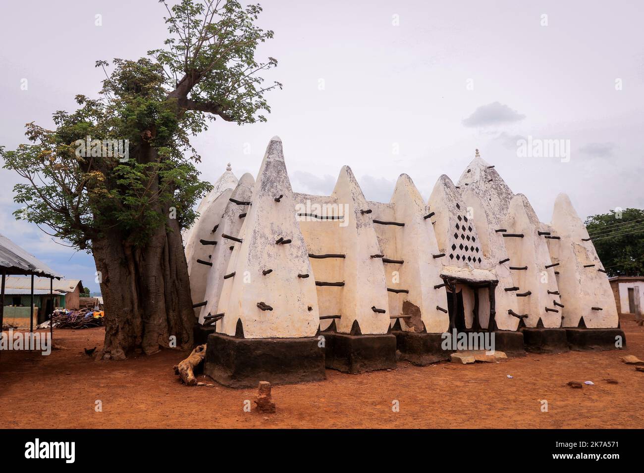 Entrance View to the Larabanga Mosque, oldest mosque in Ghana and one ...