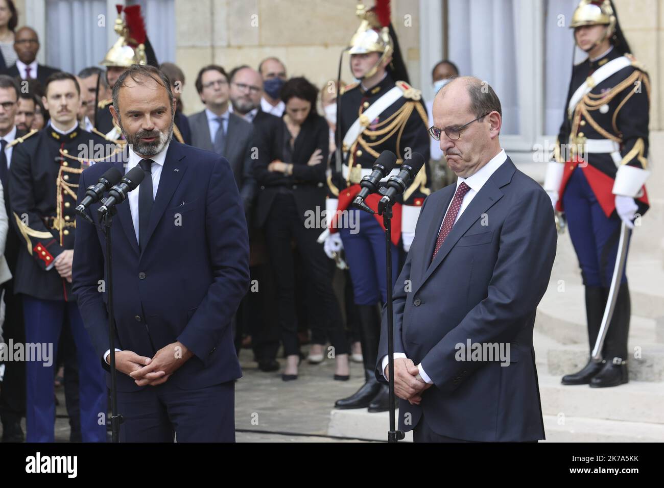 ©Sebastien Muylaert/MAXPPP - Former French Prime Minister Edouard Philippe and newly-appointed ...