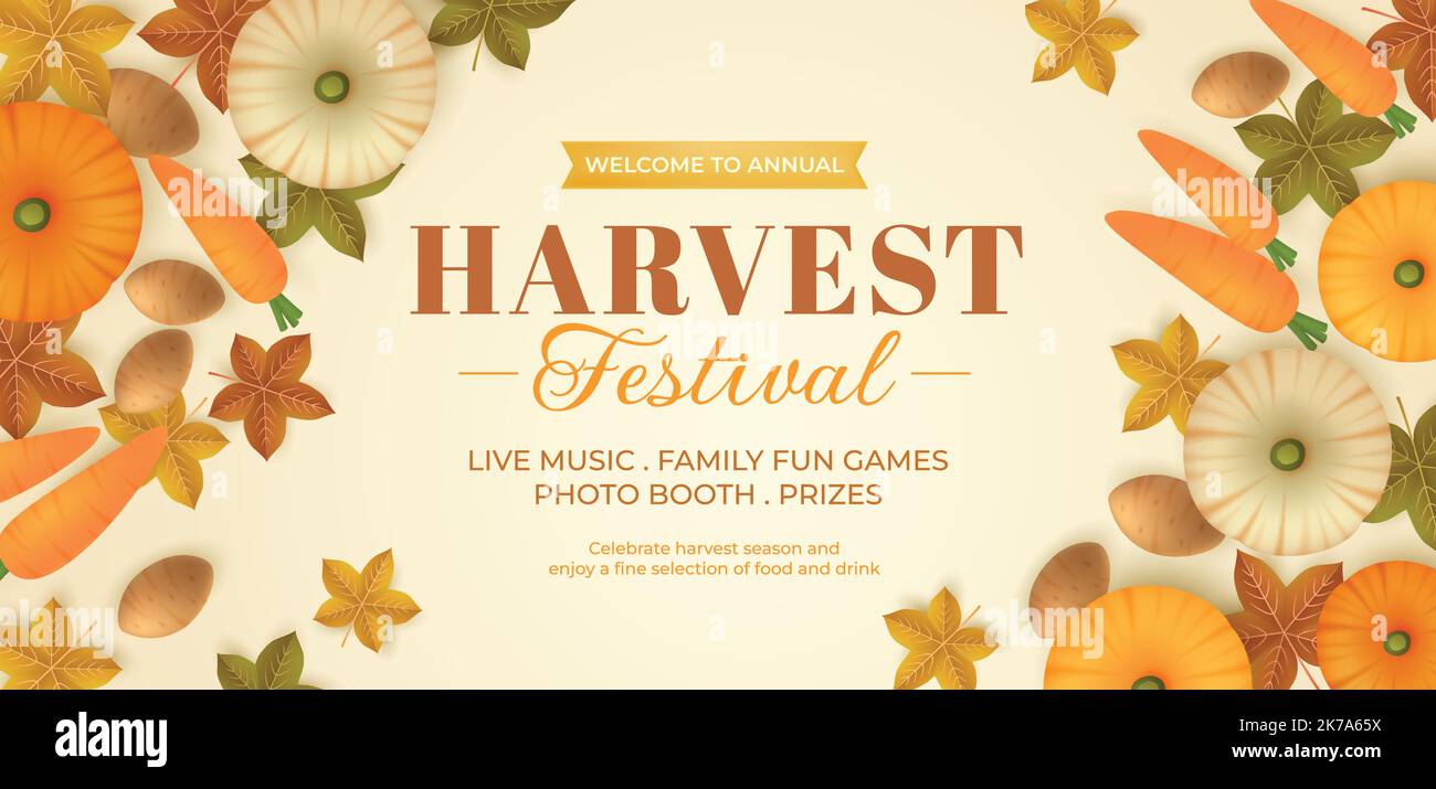 realistic harvest festival horizontal banner template vector design ...