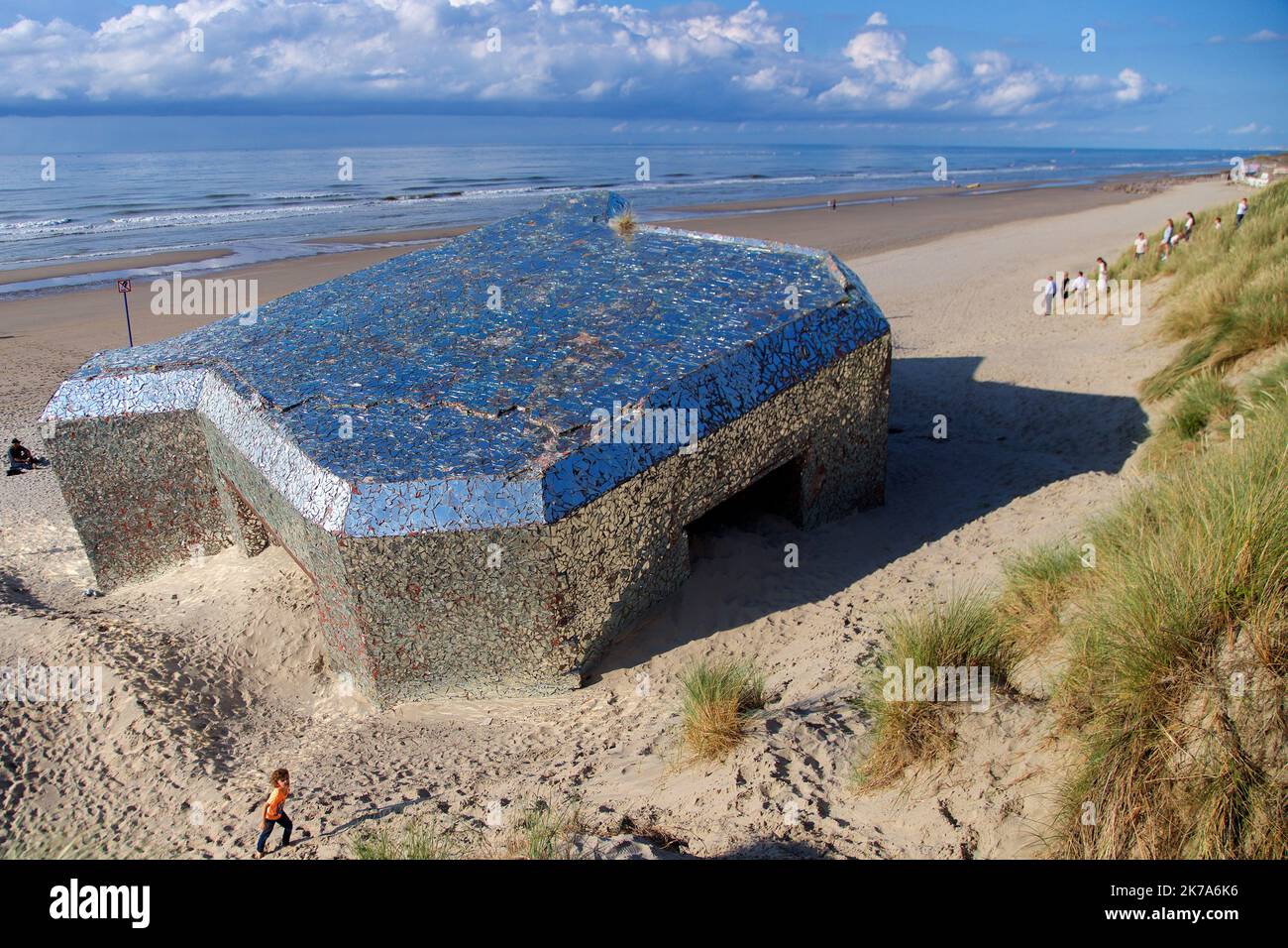 The mirror blockhouse at Leffrinckoucke beach, France on Friday July 10 ...