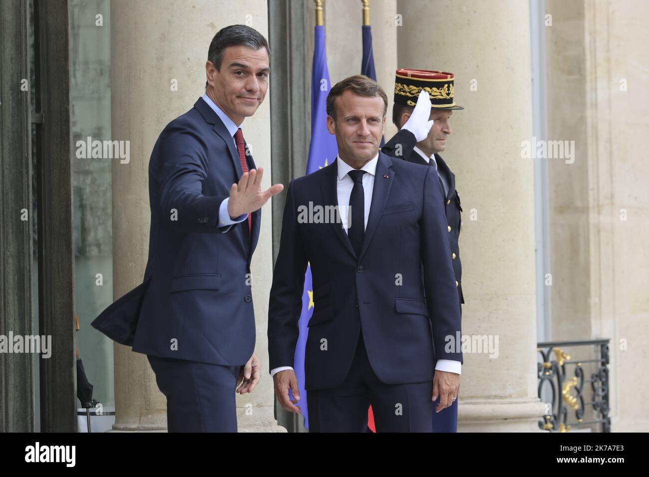 French president Emmanuel Macron before welcomes Spanish Prime minister ...