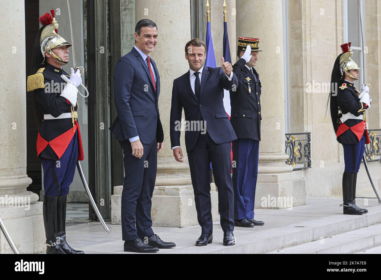 French president Emmanuel Macron before welcomes Spanish Prime minister ...