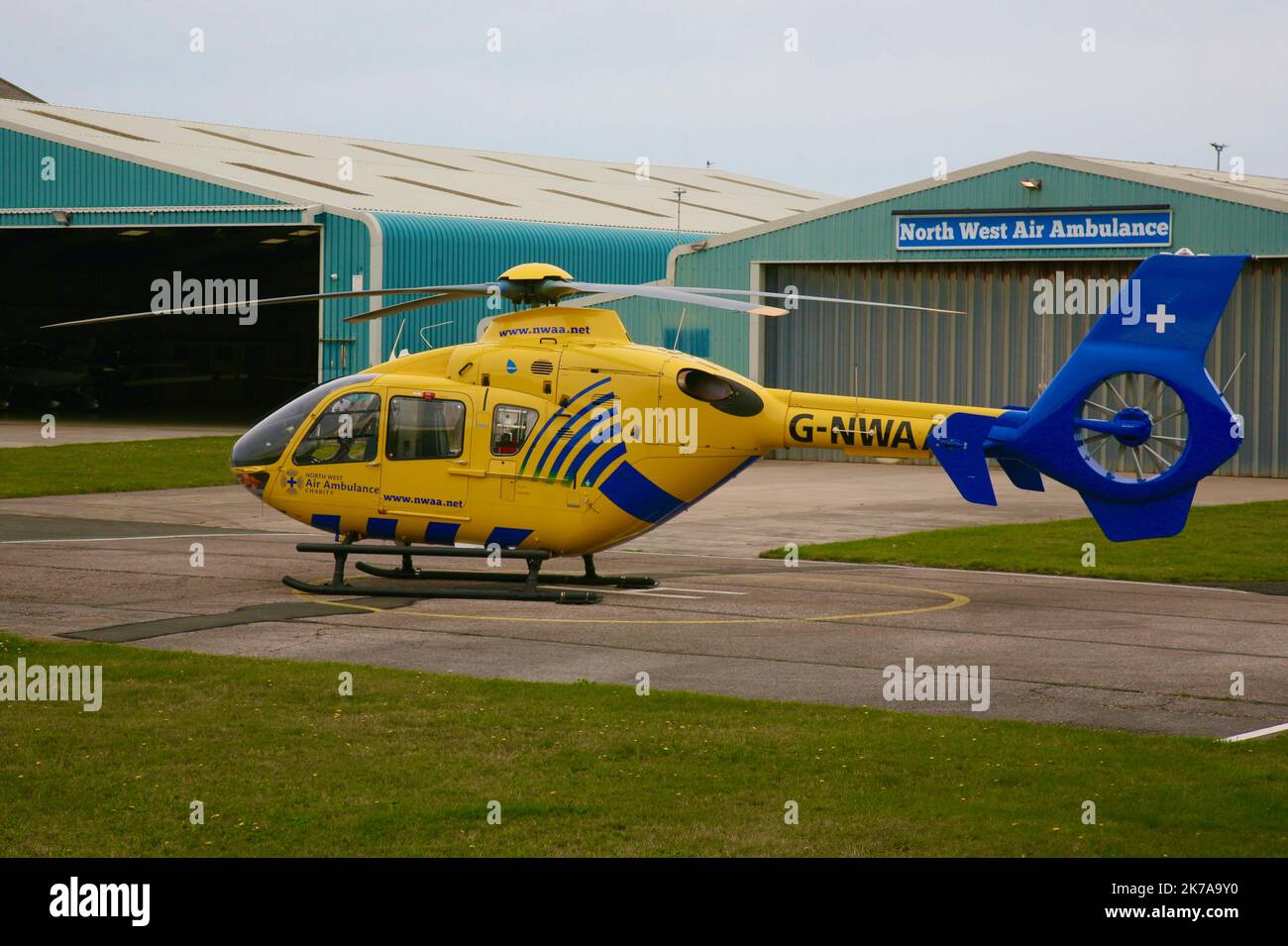 A view of the North West Air Ambulance at Blackpool Airport, Blackpool ...