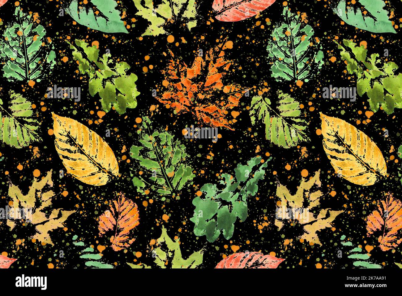 Abstract autumn thanksgiving leaf watercolor traces horizontal ...