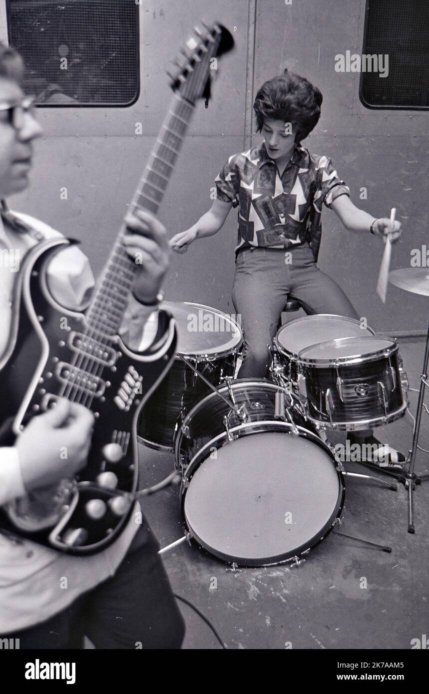 THR HONEYCOMBS English pop group rehearsing at a north London garage in ...