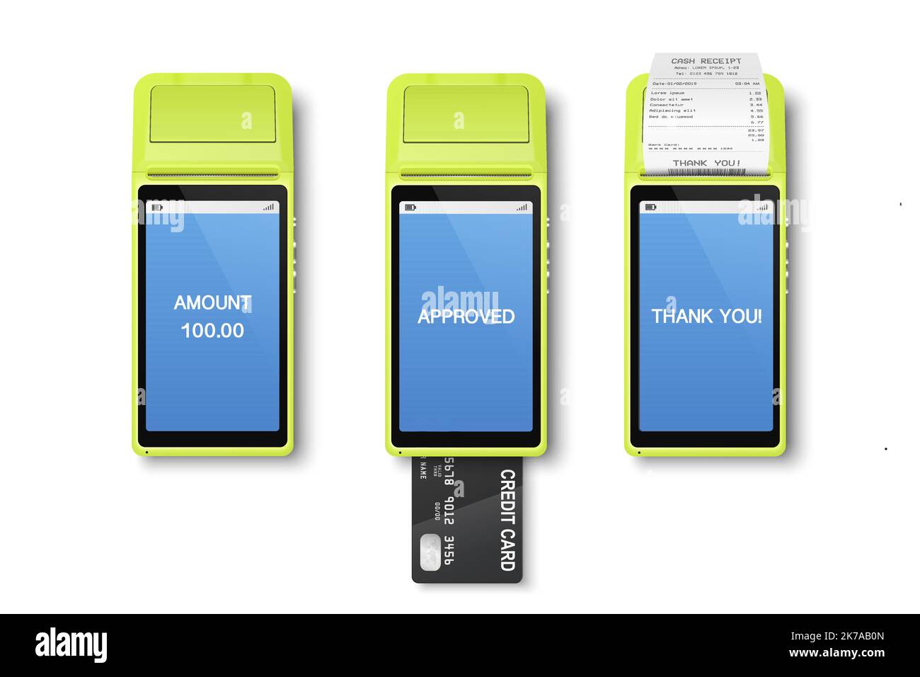 Vector 3d Realistic Green Wi-Fi Payment Machine, Credit Card, Receipt ...