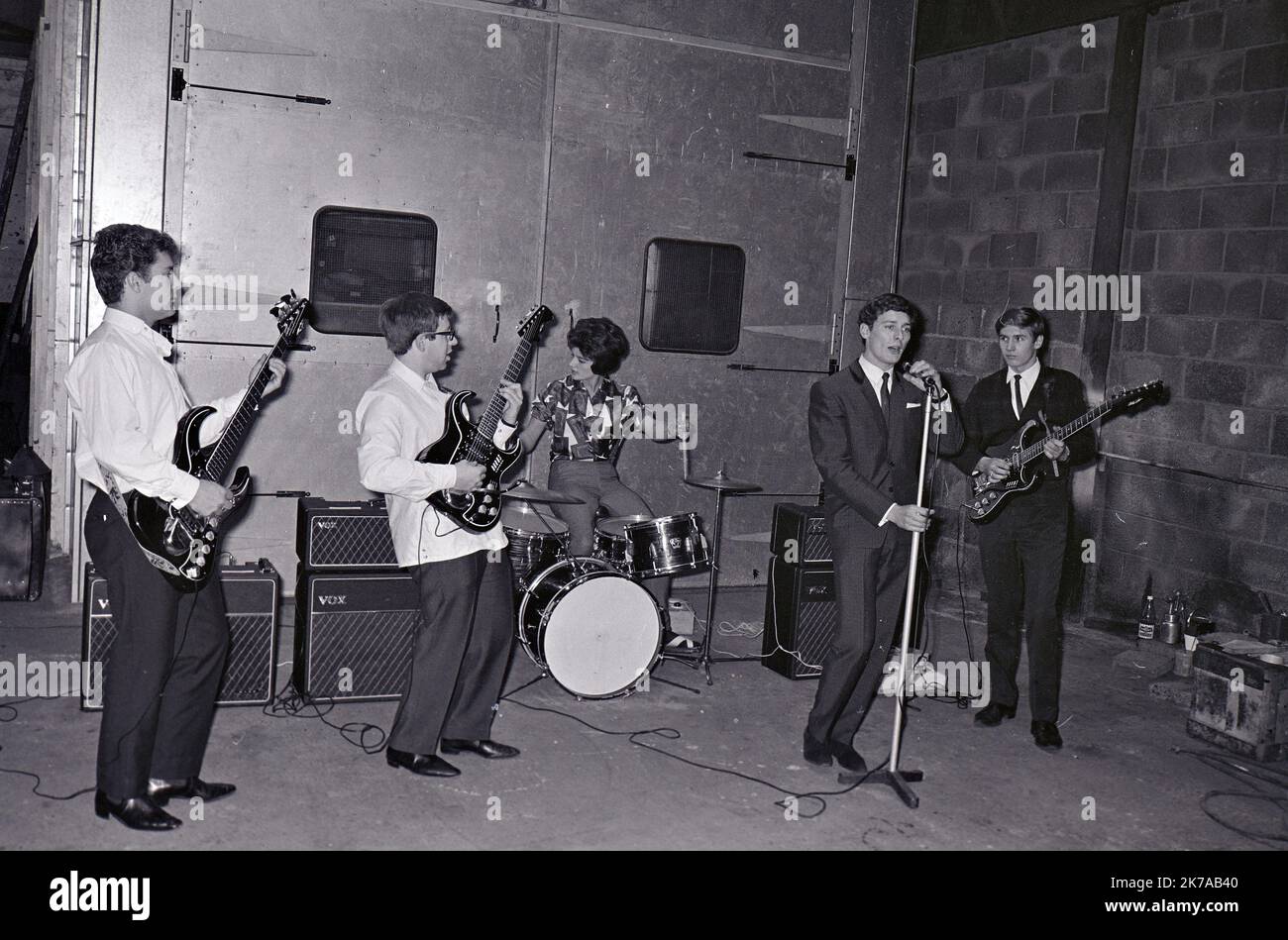 Thr Honeycombs English Pop Group Rehearsing At A North London Garage In