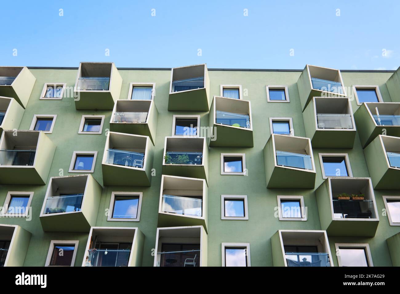 Copenhagen, Denmark - Sept 2022: Modern green yellow cube buildings ...