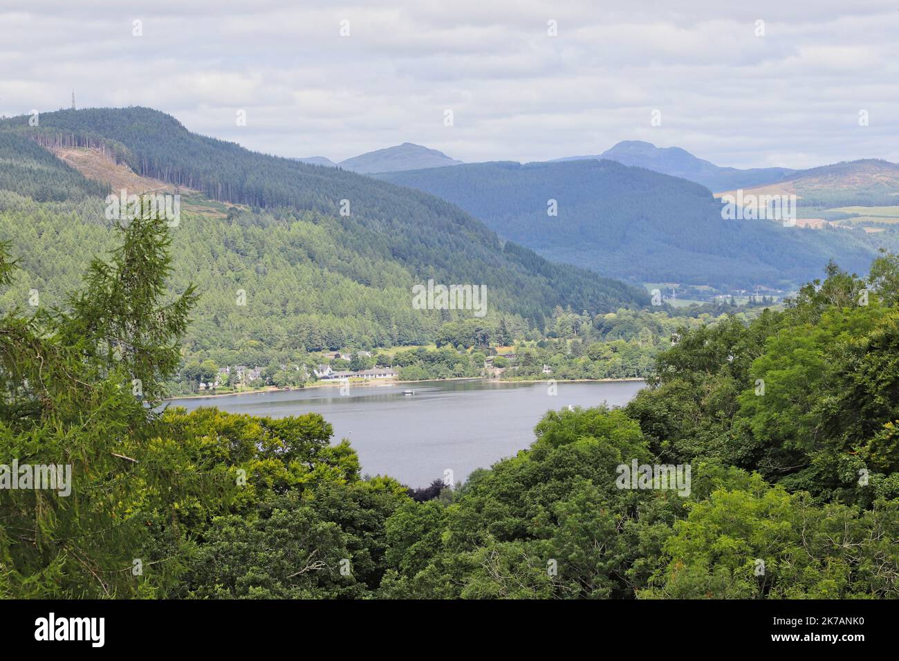 Elevated view of Kenmore and Loch Tay Scotland August 2021 Stock Photo ...