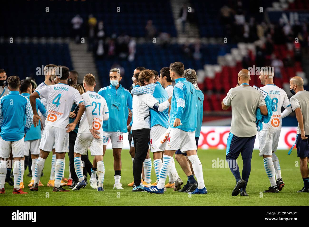 Aurelien Morissard / IP3; Olympique de Marseille's players celebrate ...