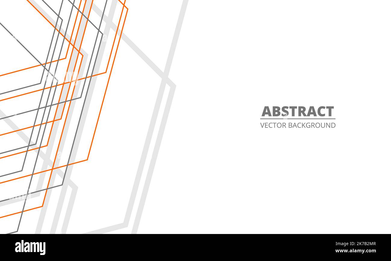 White modern geometric abstract background with gray and orange lines ...