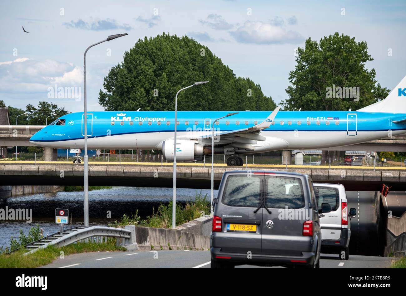 Amsterdam Schiphol Airport, KLM Cityhopper Jet Jet, on the taxiway, to ...