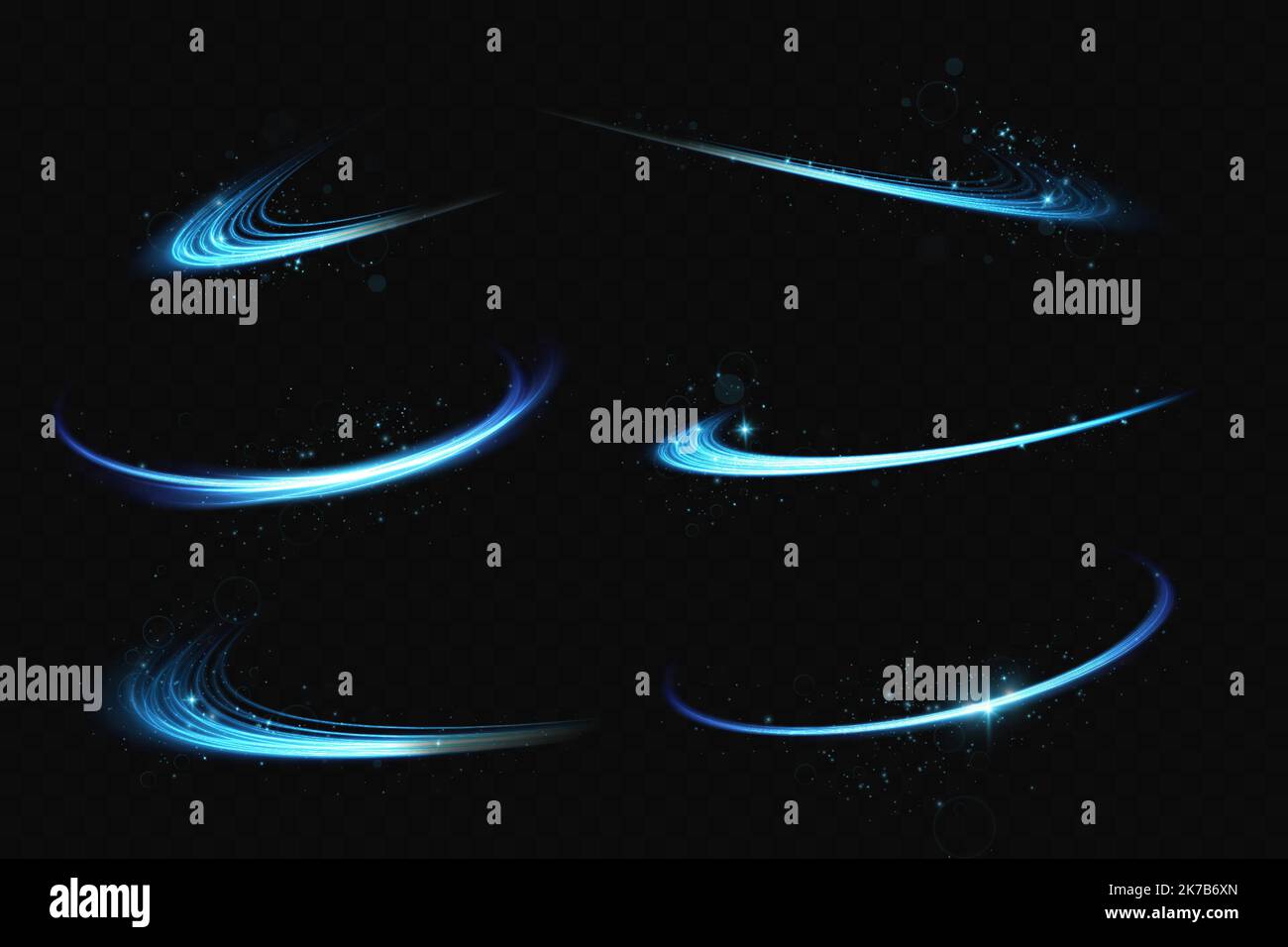 Abstract light lines of movement and speed in blue. Light everyday glowing effect. semicircular ...