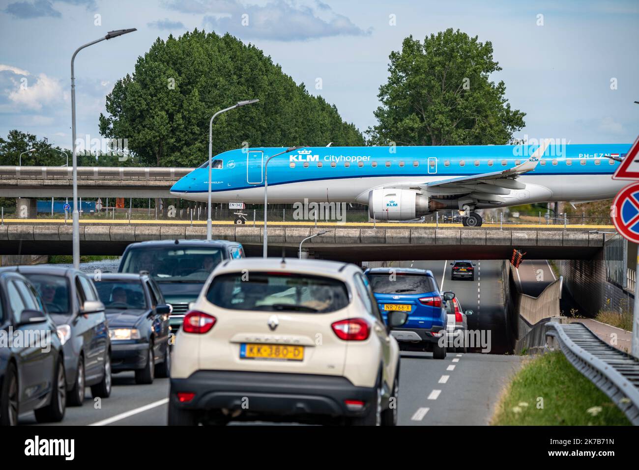 Amsterdam Schiphol Airport, KLM Cityhopper Jet Jet, on the taxiway, to ...