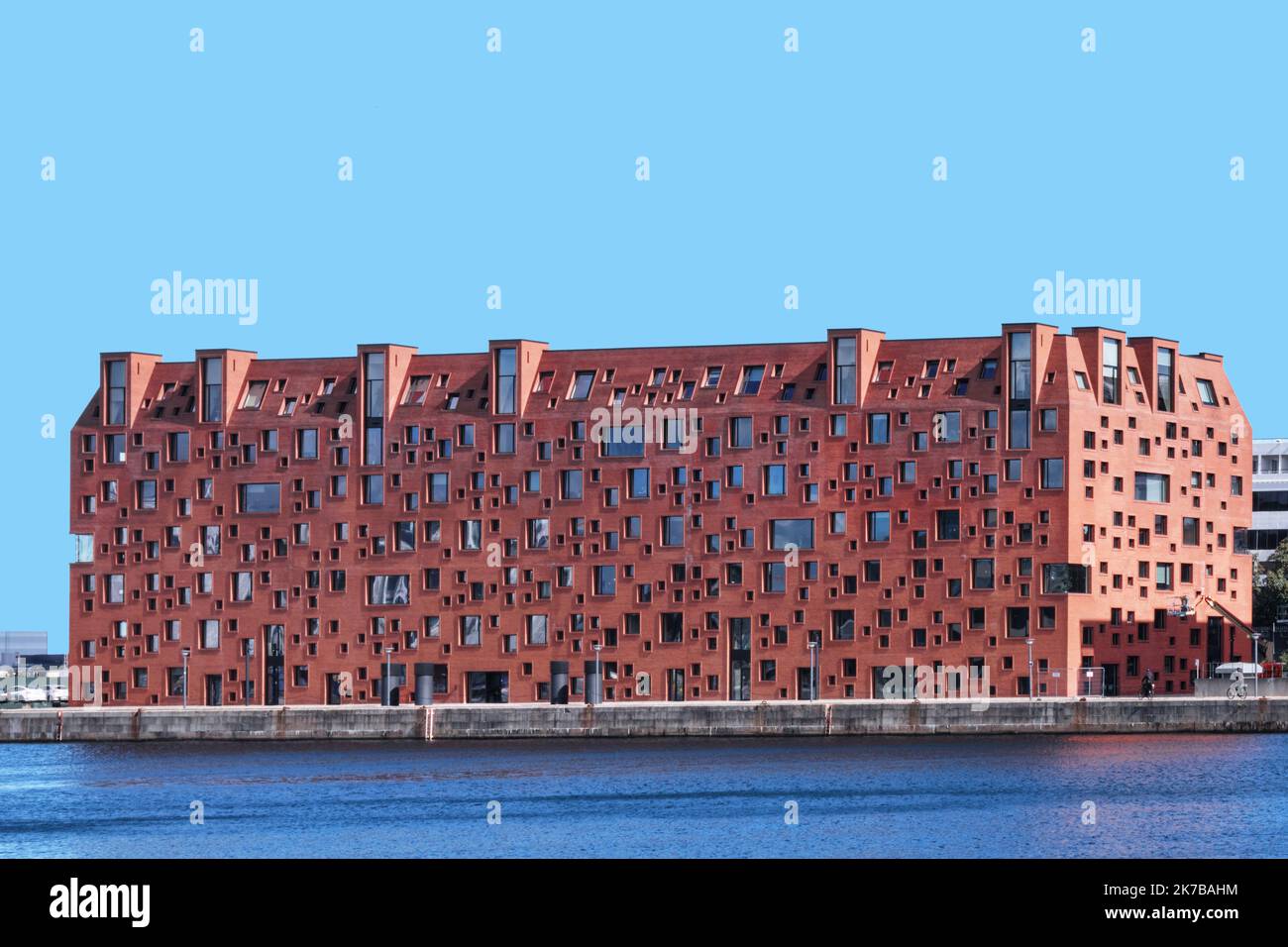 Copenhagen, Denmark - Sept 2022: Modern brick facade of Pier47 is a ...