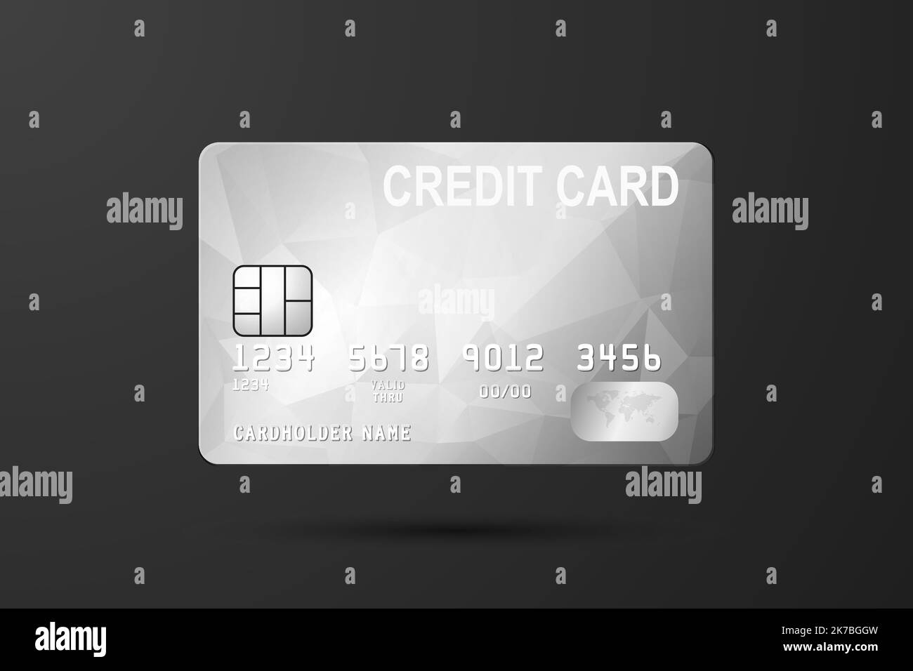 Vector 3d Realistic Gray Silver Credit Card on Black Background. Design Template of Plastic ...