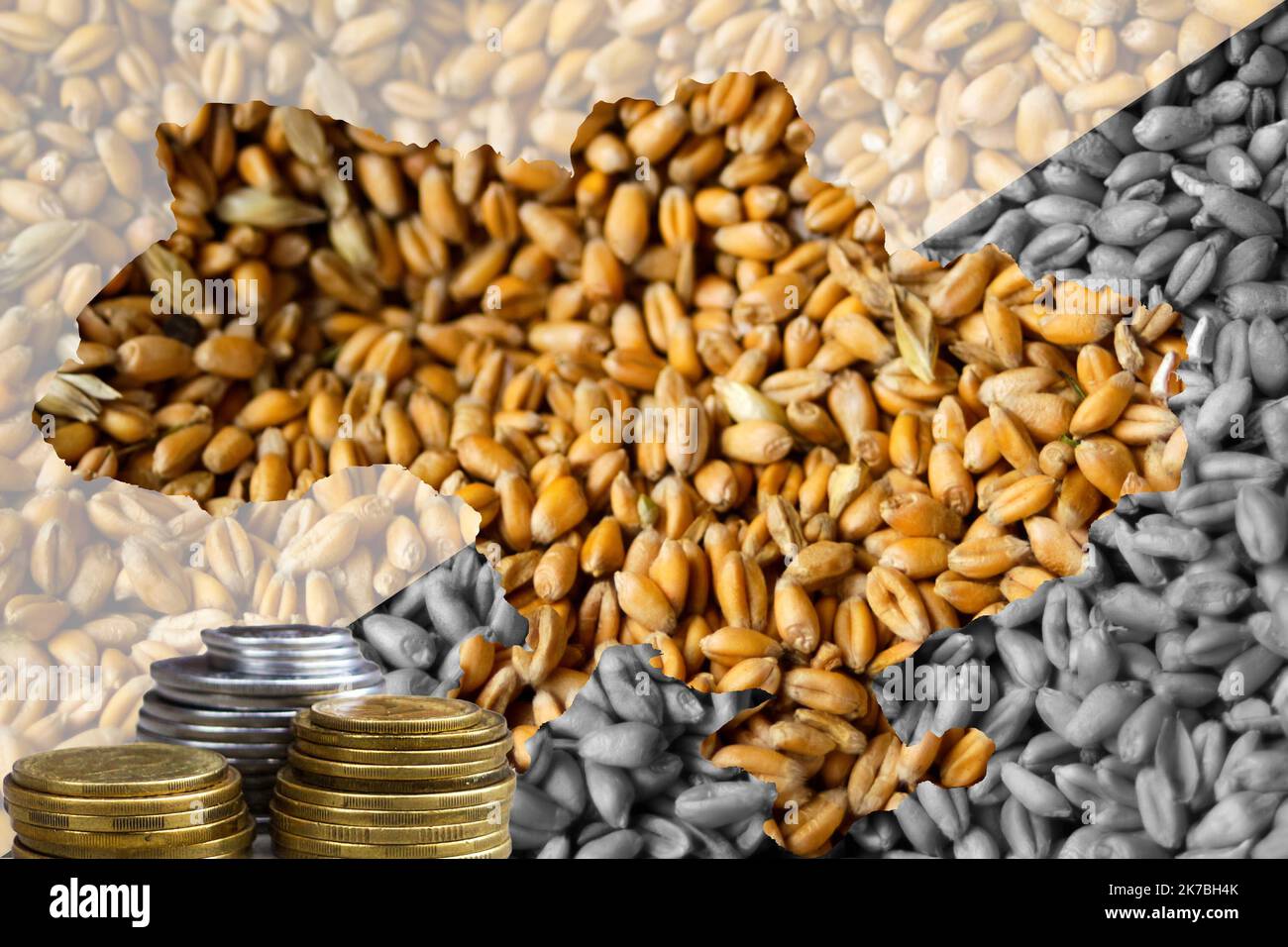 Defocus food crisis. Ukraine map. Global and European grain and wheat ...