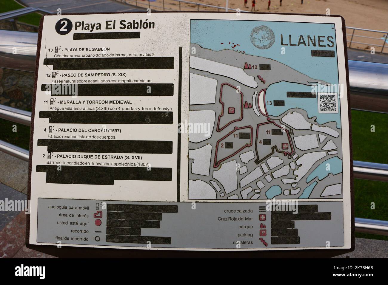 Information sign next to the Playa el Sablón Llanes Asturia Spain Stock ...