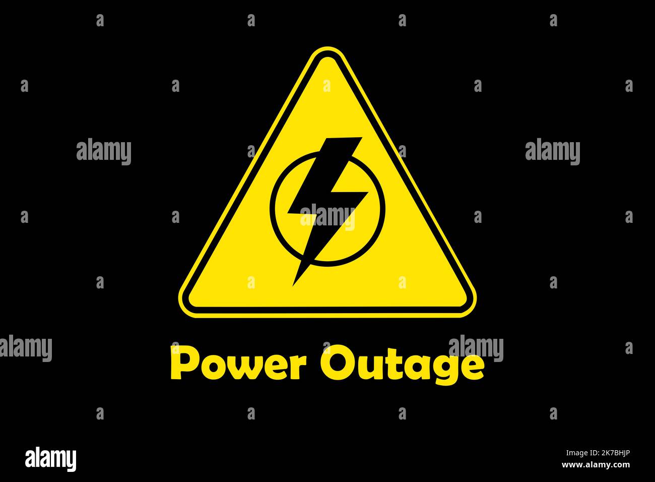 Sign symbolizing a power outage. Sign with a lightning symbol in the ...