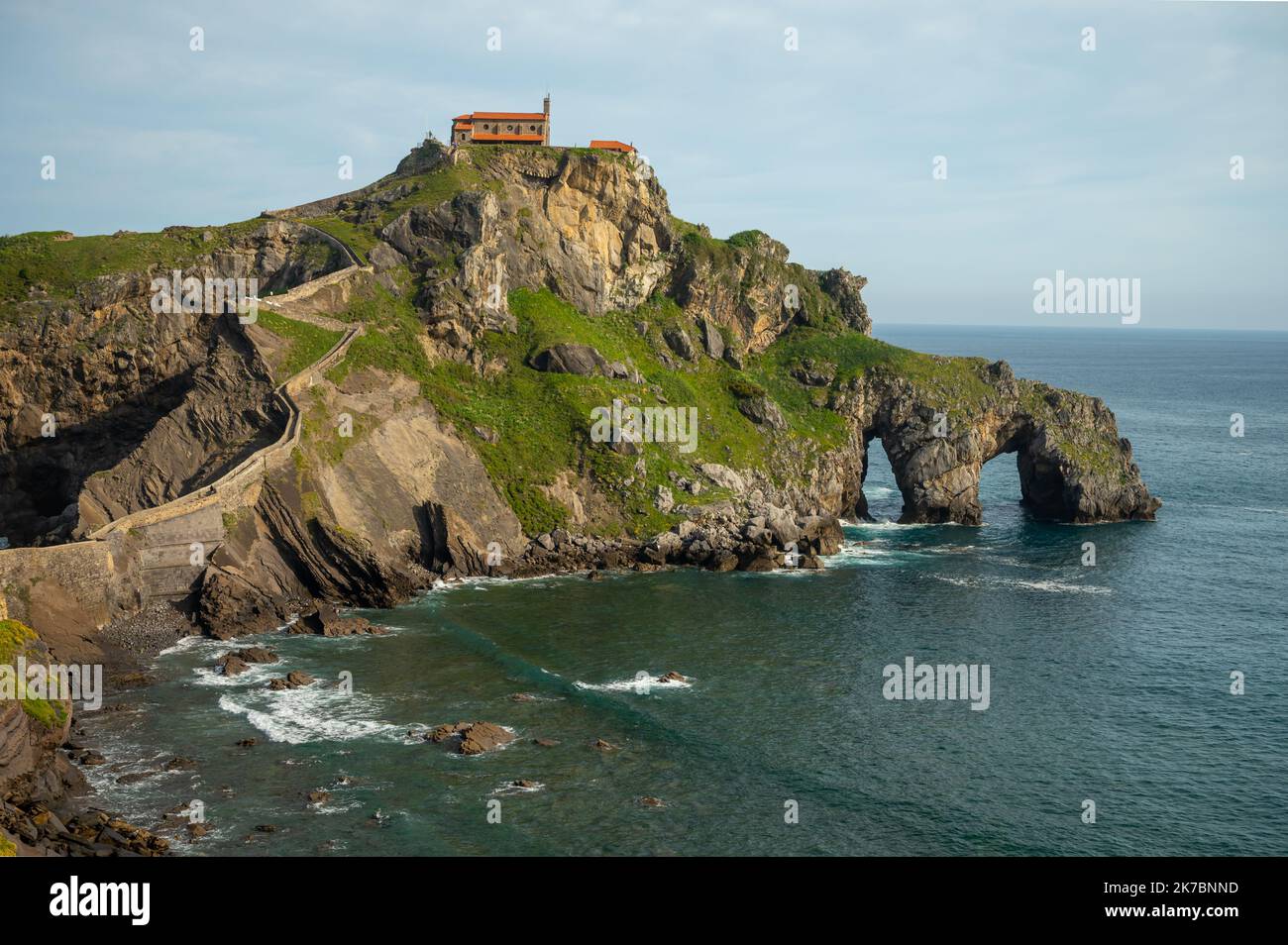 Walking on stone footpath to famous landmark and film location in North ...