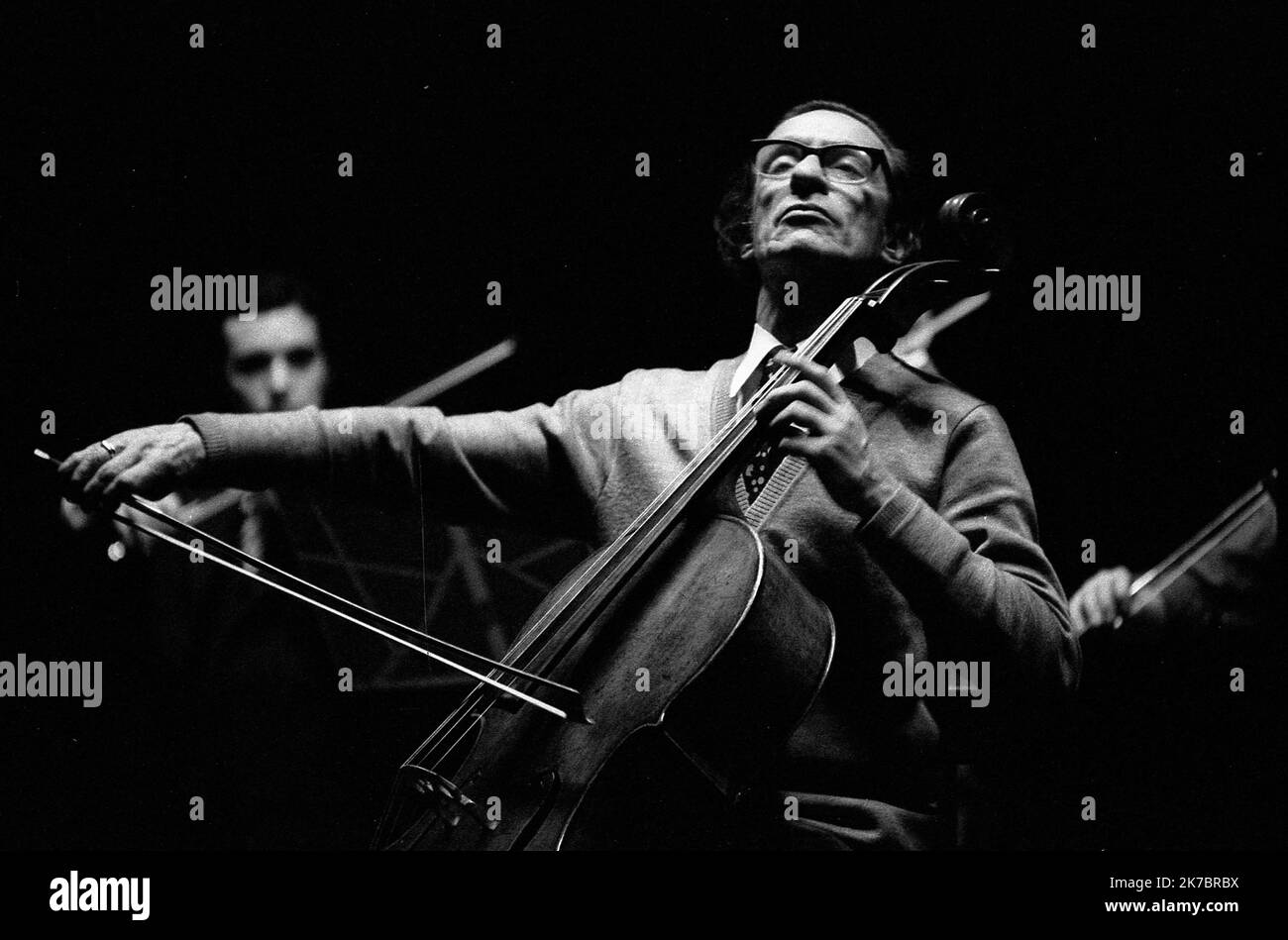 Antonio Janigro, Italian cellist, rehearses with the Camerata Bariloche ...