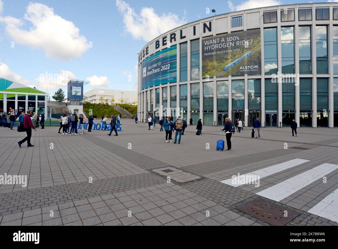 The main entrance to Innotrans 2022, the international transport expo ...