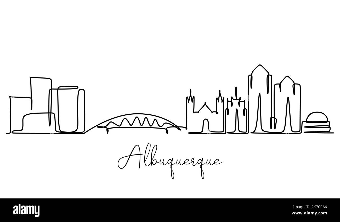 Single line drawing of Albuquerque USA. Illustration hand drawn style ...