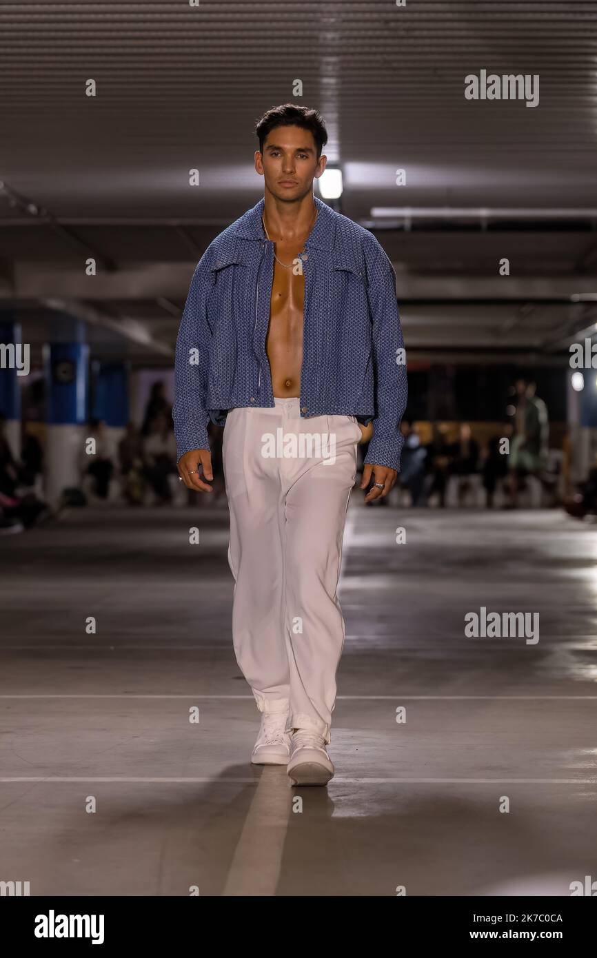 Melbourne, Australia, 14 October, 2022. A male model walks the runway ...