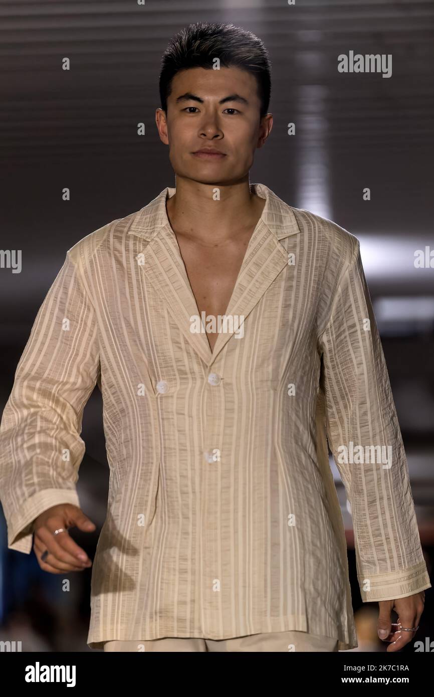 Melbourne, Australia, 14 October, 2022. A male model walks the runway ...