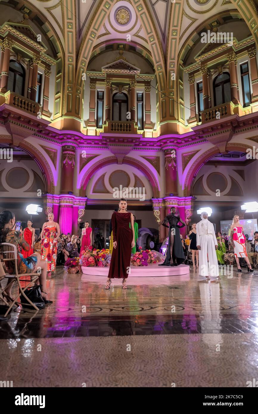 Melbourne, Australia, 16 October, 2022. Models walk the runway at the ...