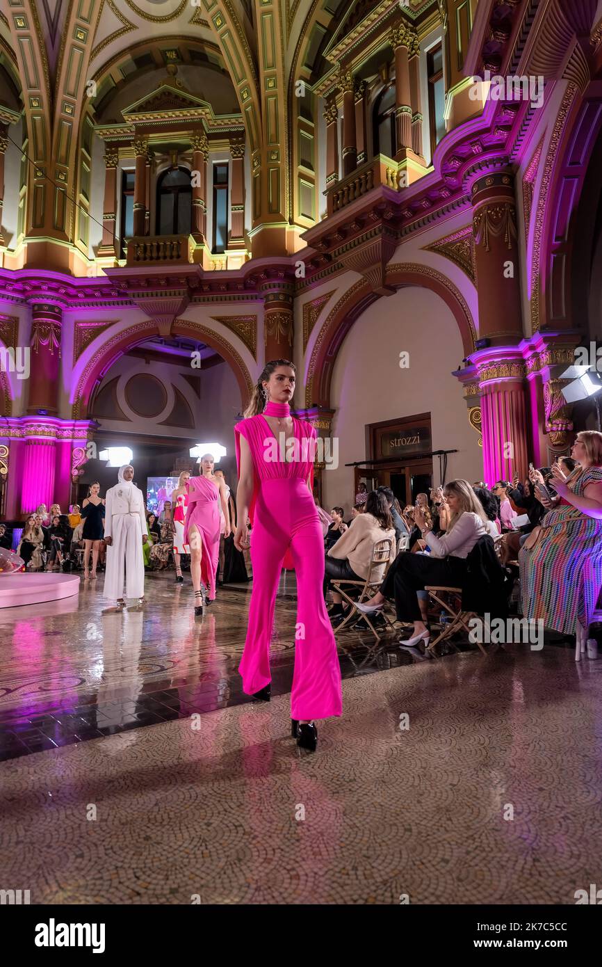 Melbourne, Australia, 16 October, 2022. Models walk the runway at the ...
