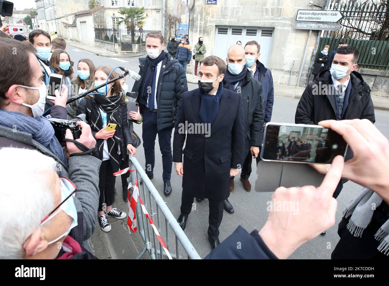 ©PHOTOPQR/CHARENTE LIBRE/Quentin Petit ; ; 08/01/2021 ; - Emmanuel Macron, President of the ...