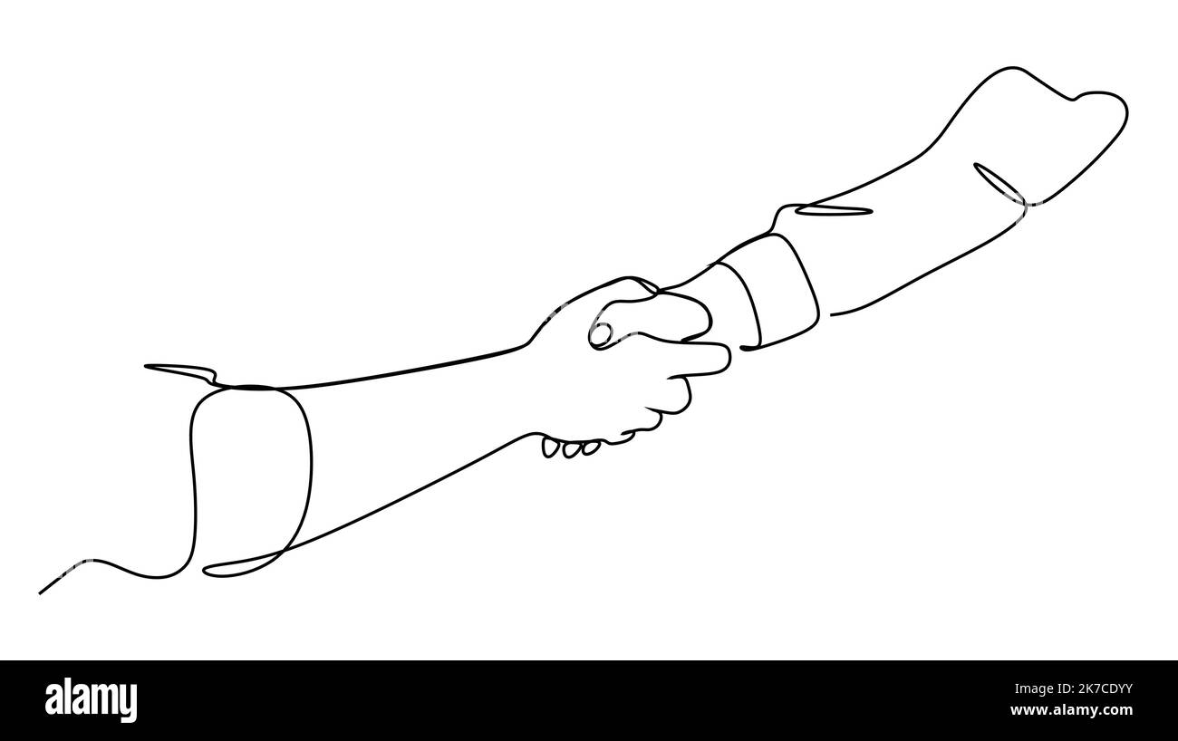Business partner shaking hand - Continuous one line drawing Stock ...
