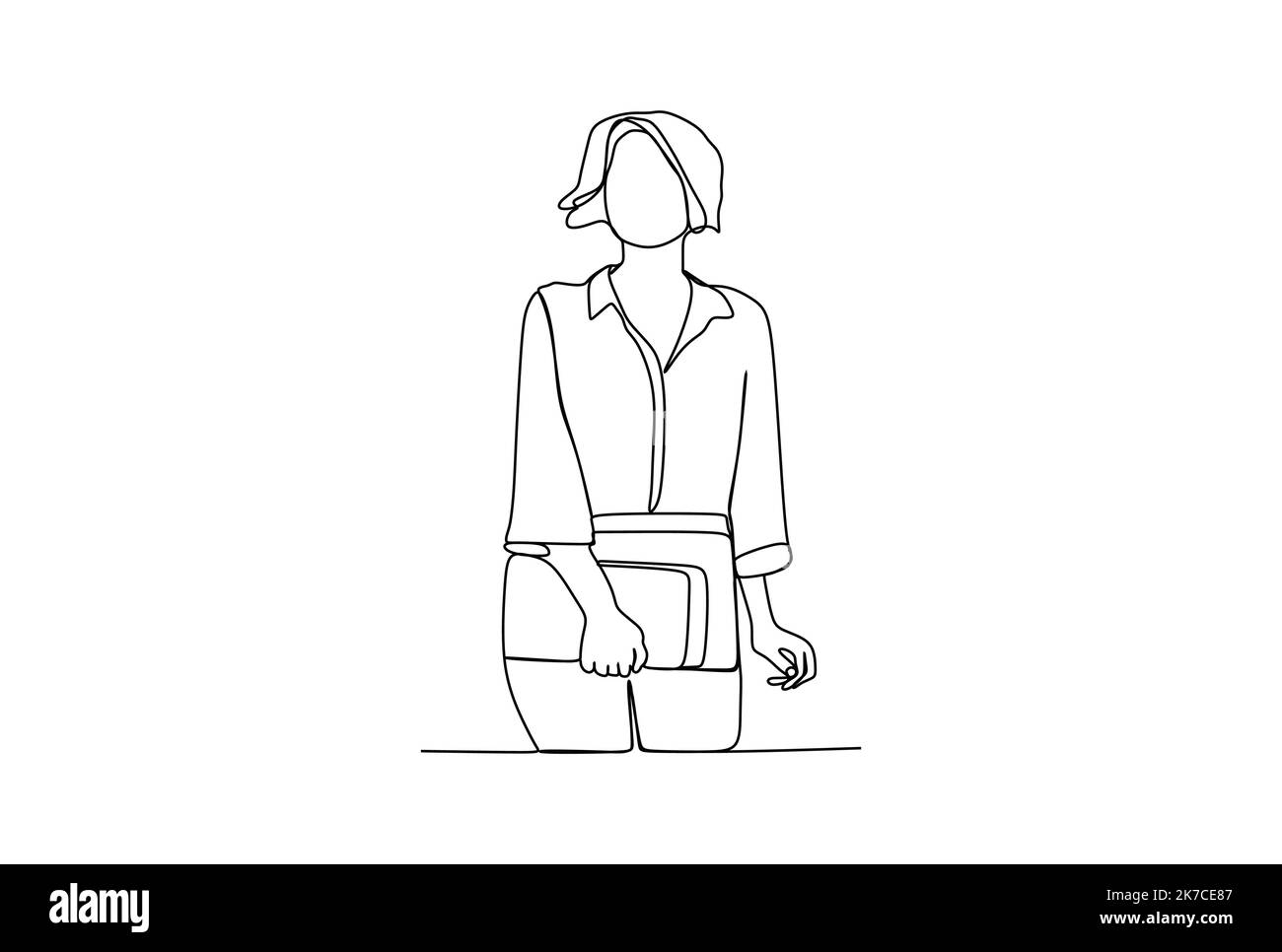 Business woman standing and relax. Continuous one line drawing Stock ...