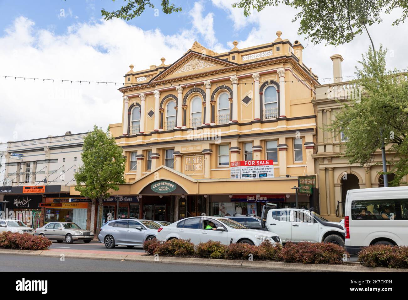 Orange city centre, historic Palmers buildings built in 1876 on summer ...