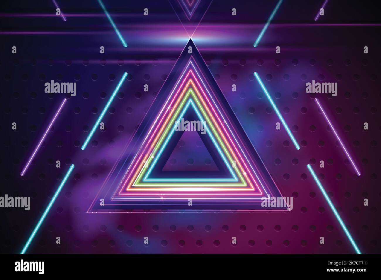 realistic neon lights background with triangle vector design ...