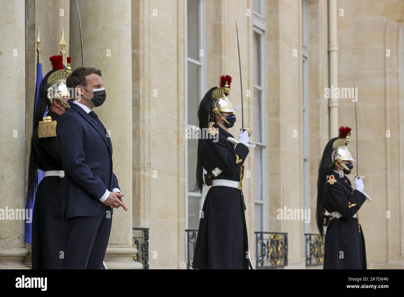 ©Sebastien Muylaert/MAXPPP - French President Emmanuel Macron wearing a ...