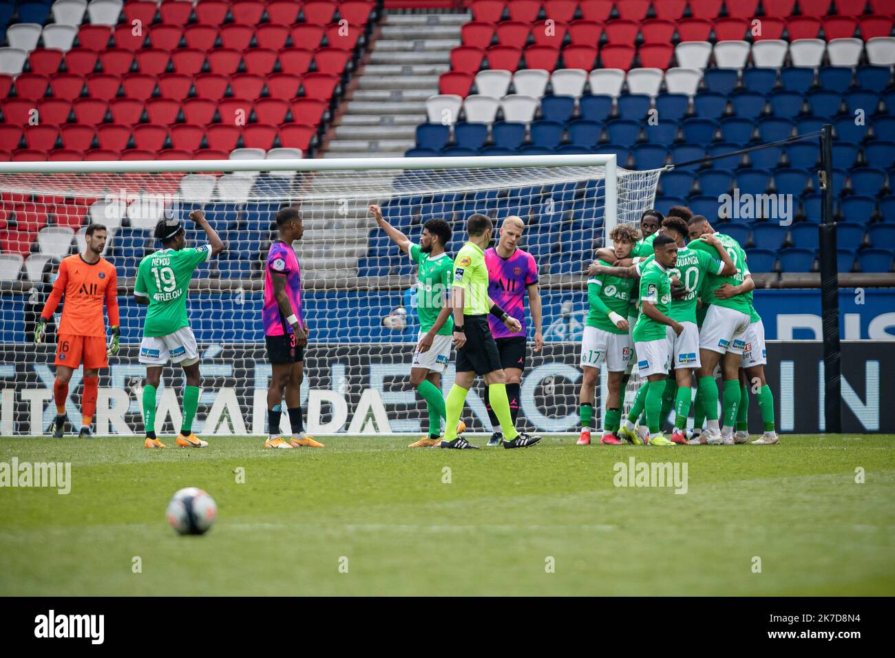Aurelien Morissard / IP3; Saint-Etienne's team celebrates a goal during ...