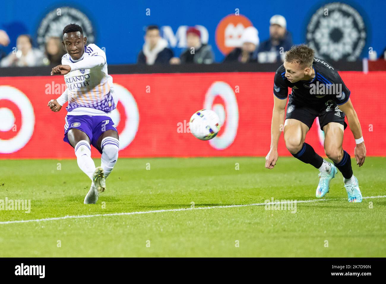 October 16, 2022: Orlando City Ivan Angulo (77) launches a shot ...