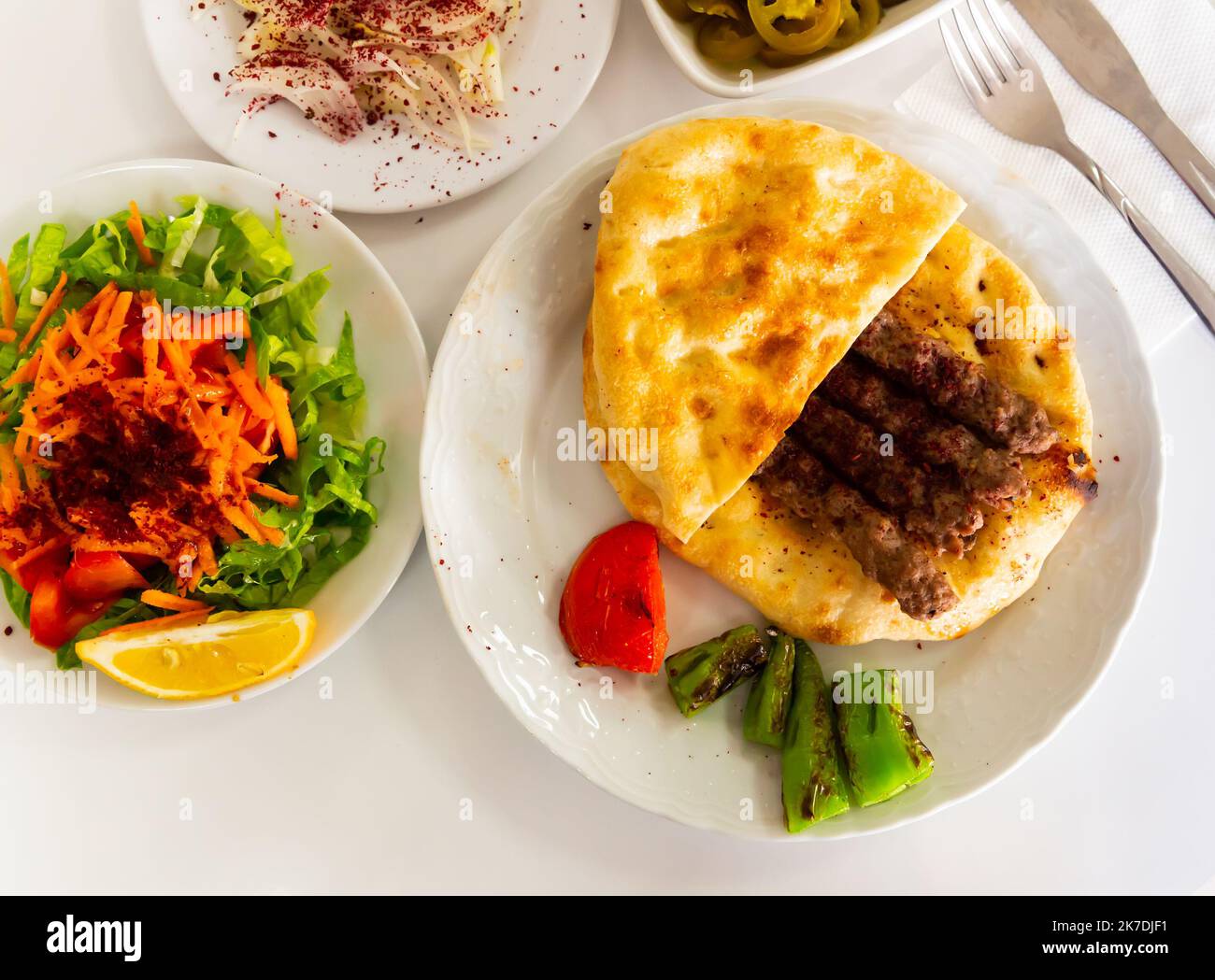A traditional Turkish dish called Shish Kefte (Isparta sis Kofte Stock ...