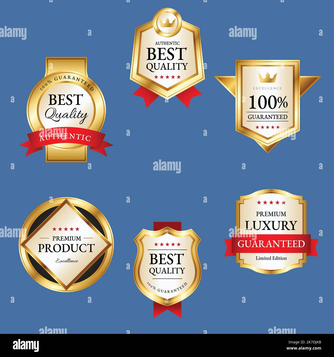 Golden crown highest quality labels collection icons satisfaction ...