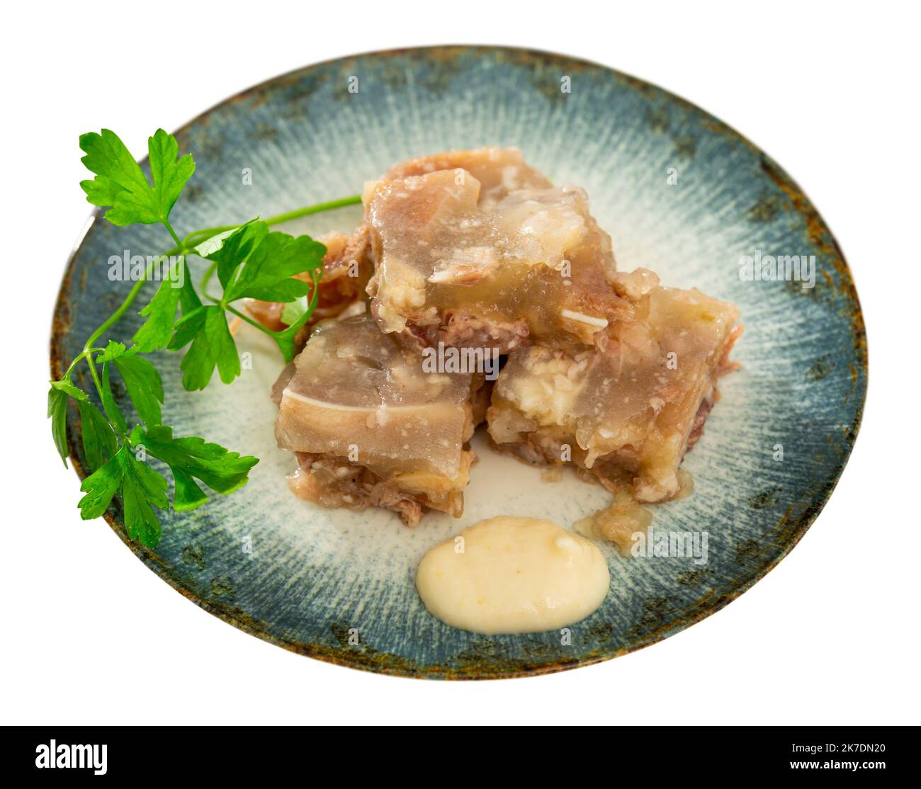 Pieces of homemade pork aspic, meat jelly Stock Photo - Alamy