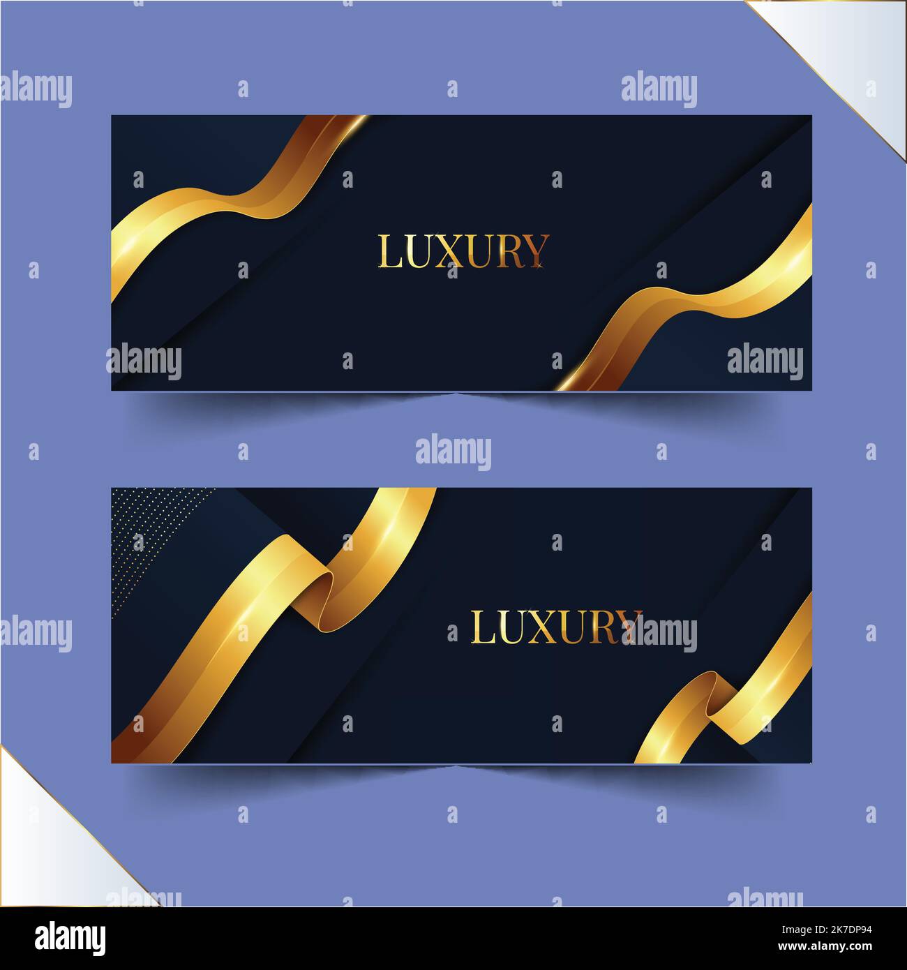 gradient golden luxury horizontal banners set vector design ...