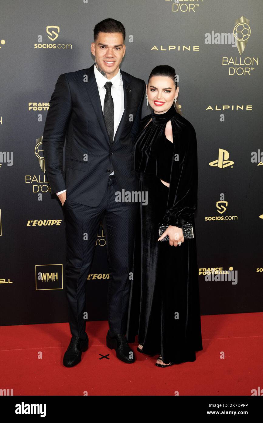 Ederson and his wife arrive at the Ballon dOr 2022 Ceremony at the ...
