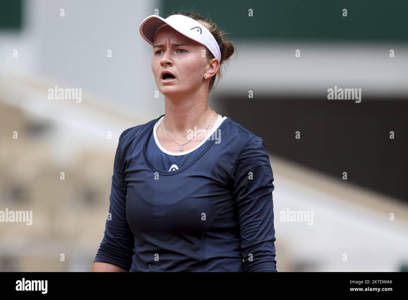 ©Sebastien Muylaert/MAXPPP - Barbora Krejcikova of Czech Republic reacts during her Women's ...