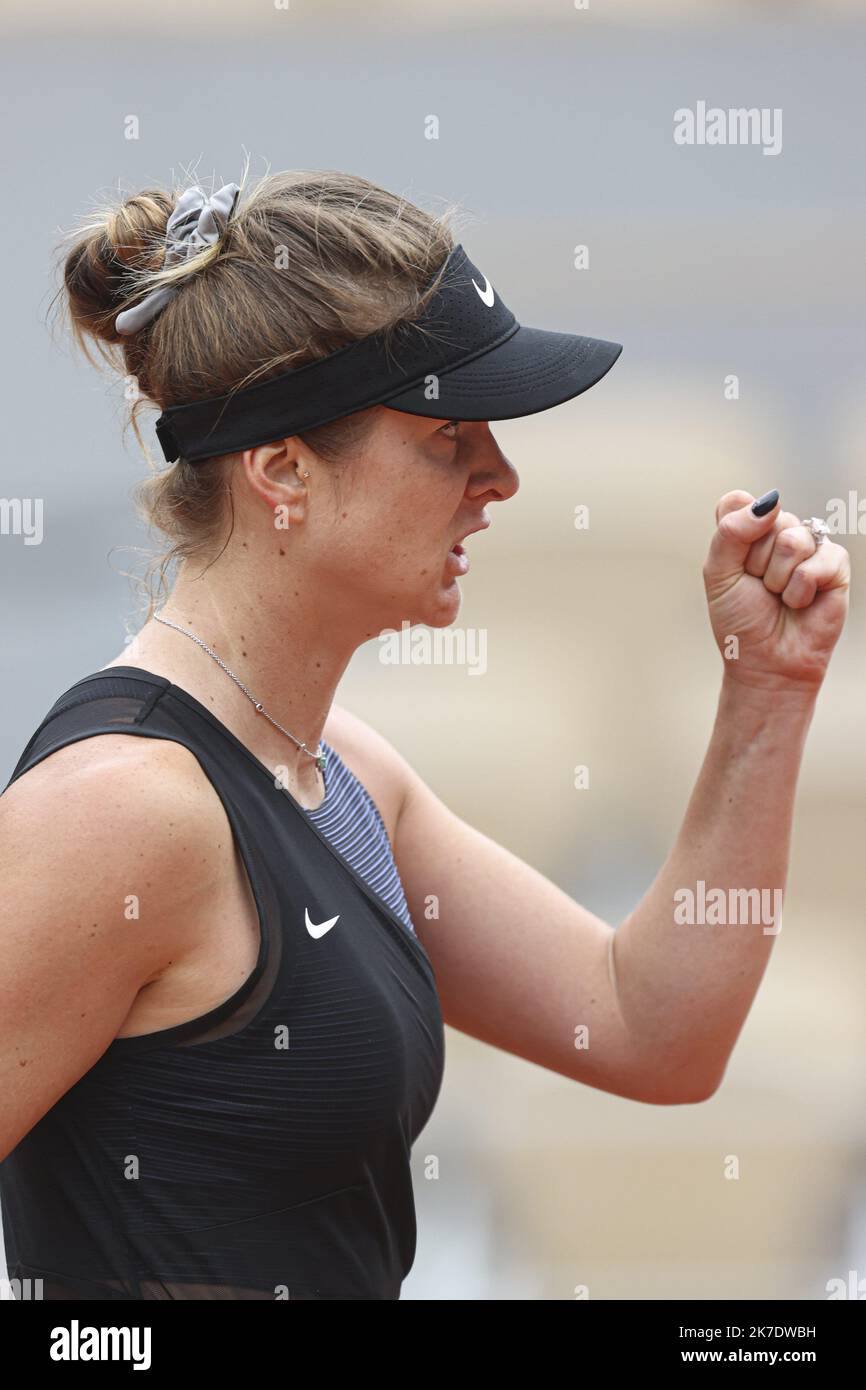 ©Sebastien Muylaert/MAXPPP - Elina Svitolina of Ukraine reacts during her Women's Singles third ...