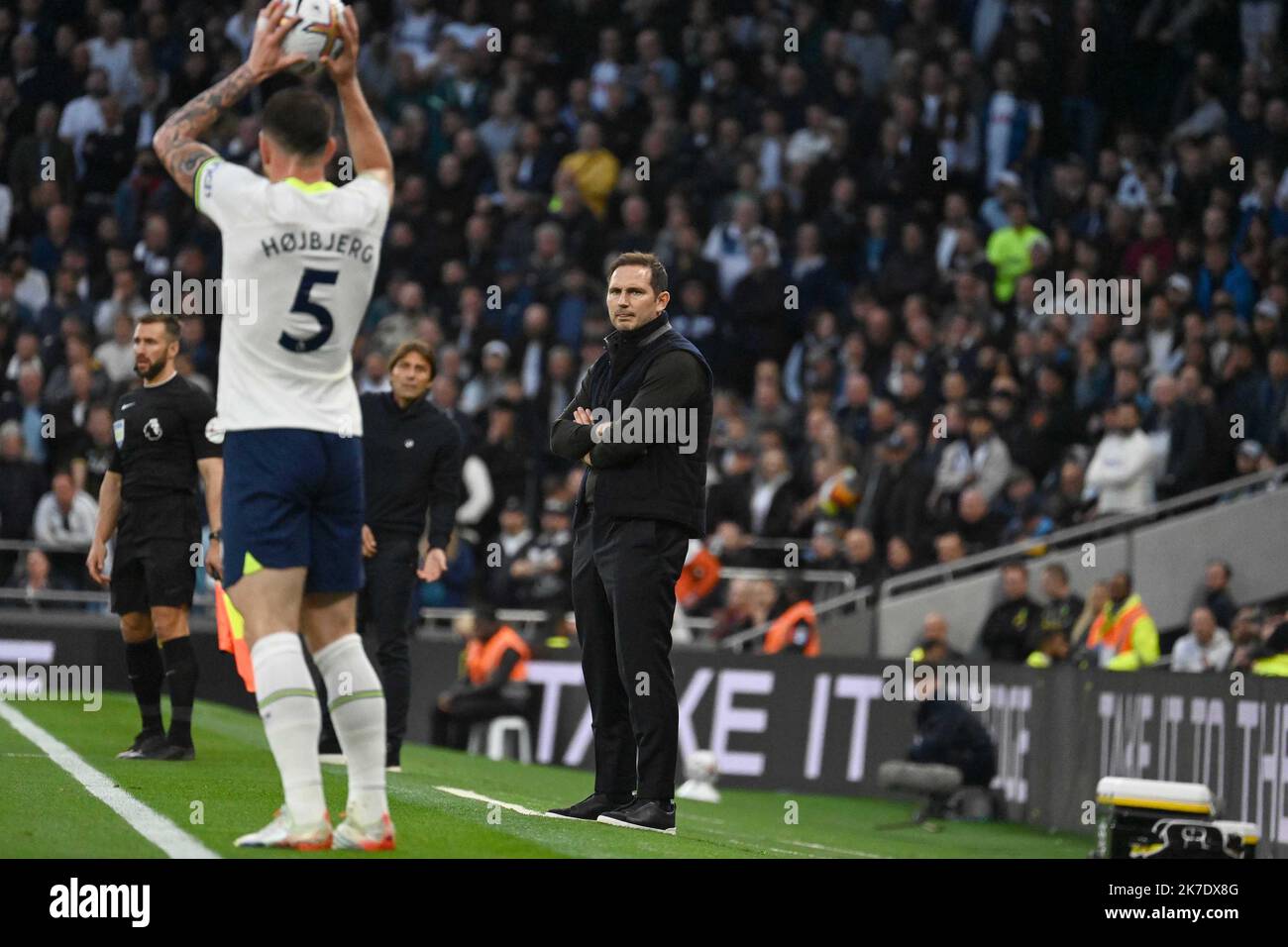 Frank Lampard, the Everton Manager looks on. Premier League match ...
