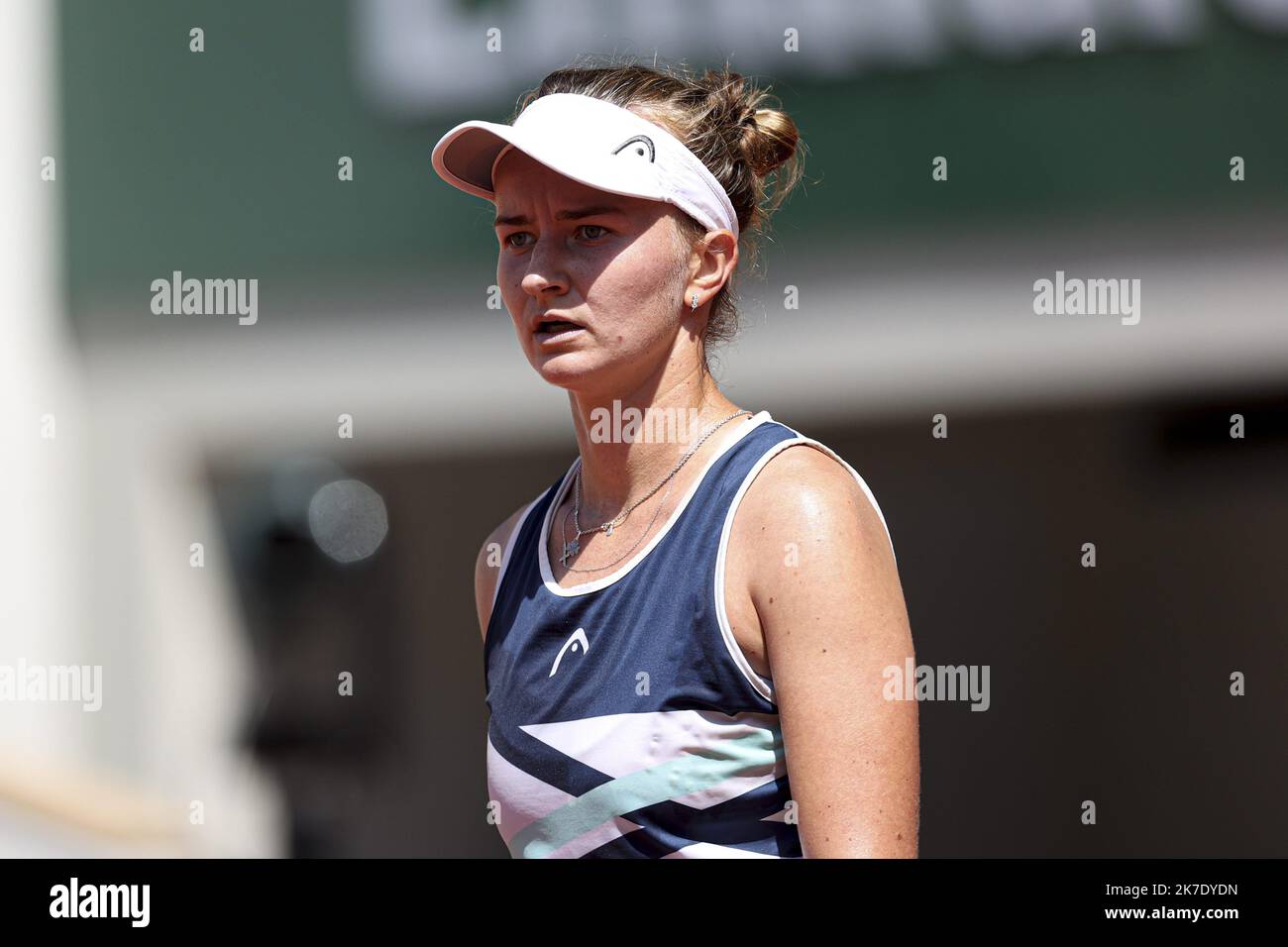 ©Sebastien Muylaert/MAXPPP - Barbora Krejcikova of Czech Republic reacts during her Ladies ...